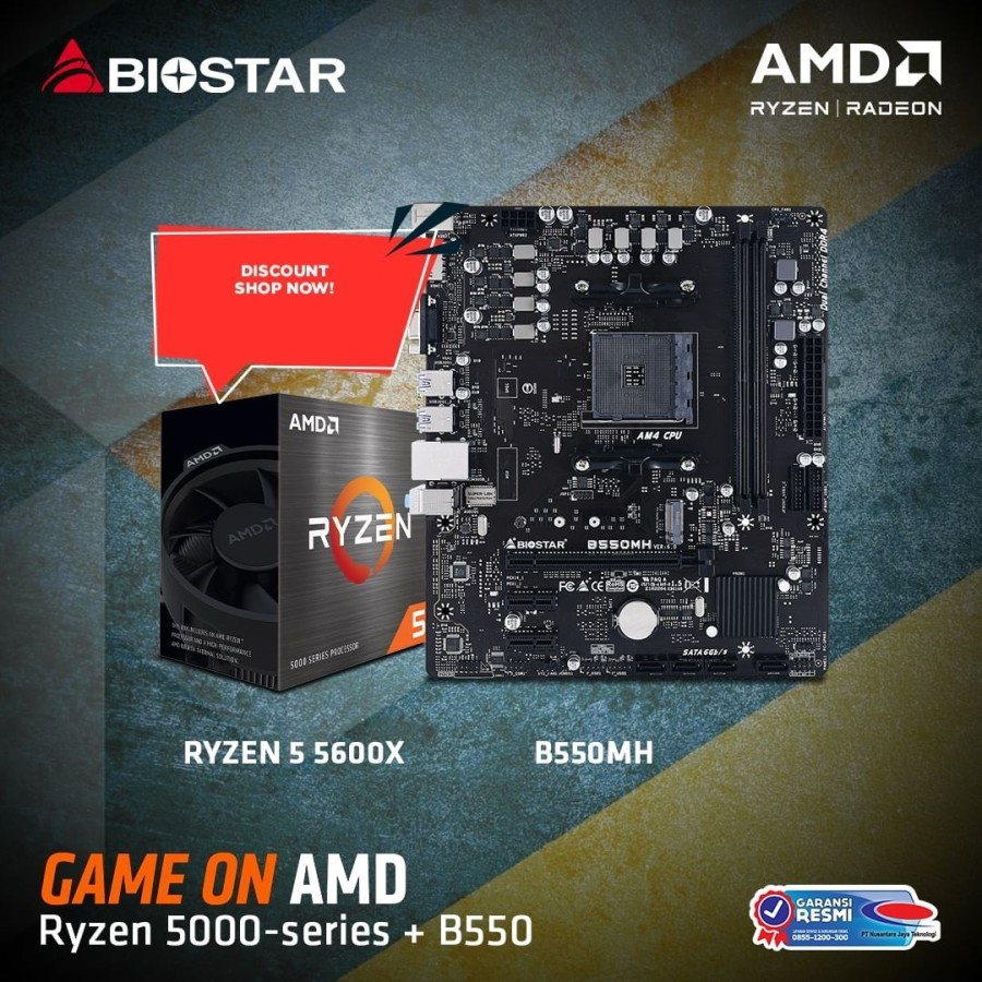 Jual AMD Ryzen 5 5600X + Biostar B550MH AM4 DDR4 Combo Rakitan PC ...