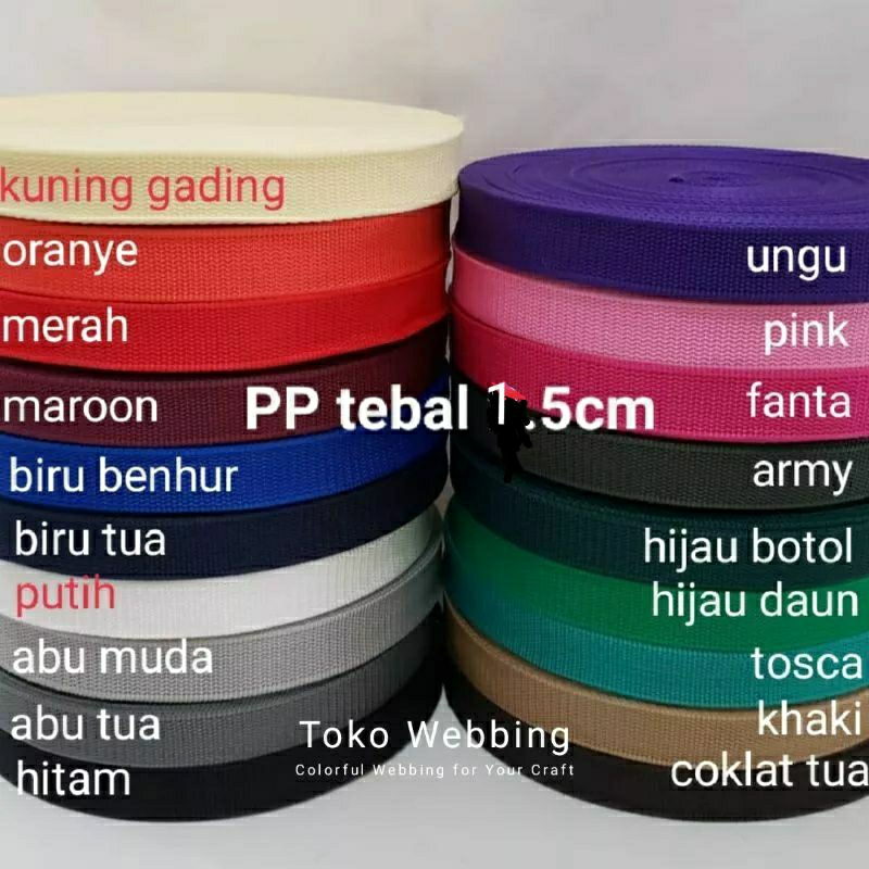 Jual webbing tali bisban tebal KRB01 bisban tas ukuran 1,6 cm 1 roll ...