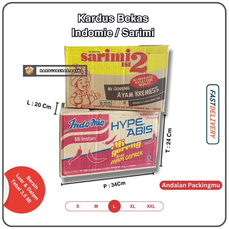 Jual Kardus Packing Bekas Indomi/sarimi | Box | Kemasan | Packing ...