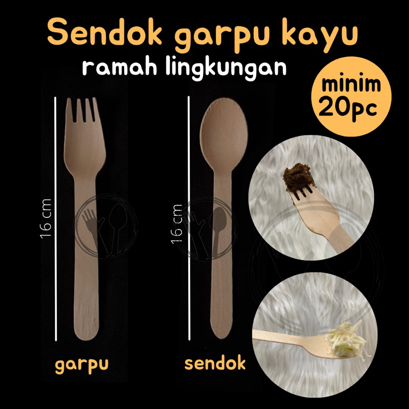 Jual SENDOK KAYU GARPU KAYU WOODEN DISPOSABLE BENTO CAKE LUNCHBOX GASE ...