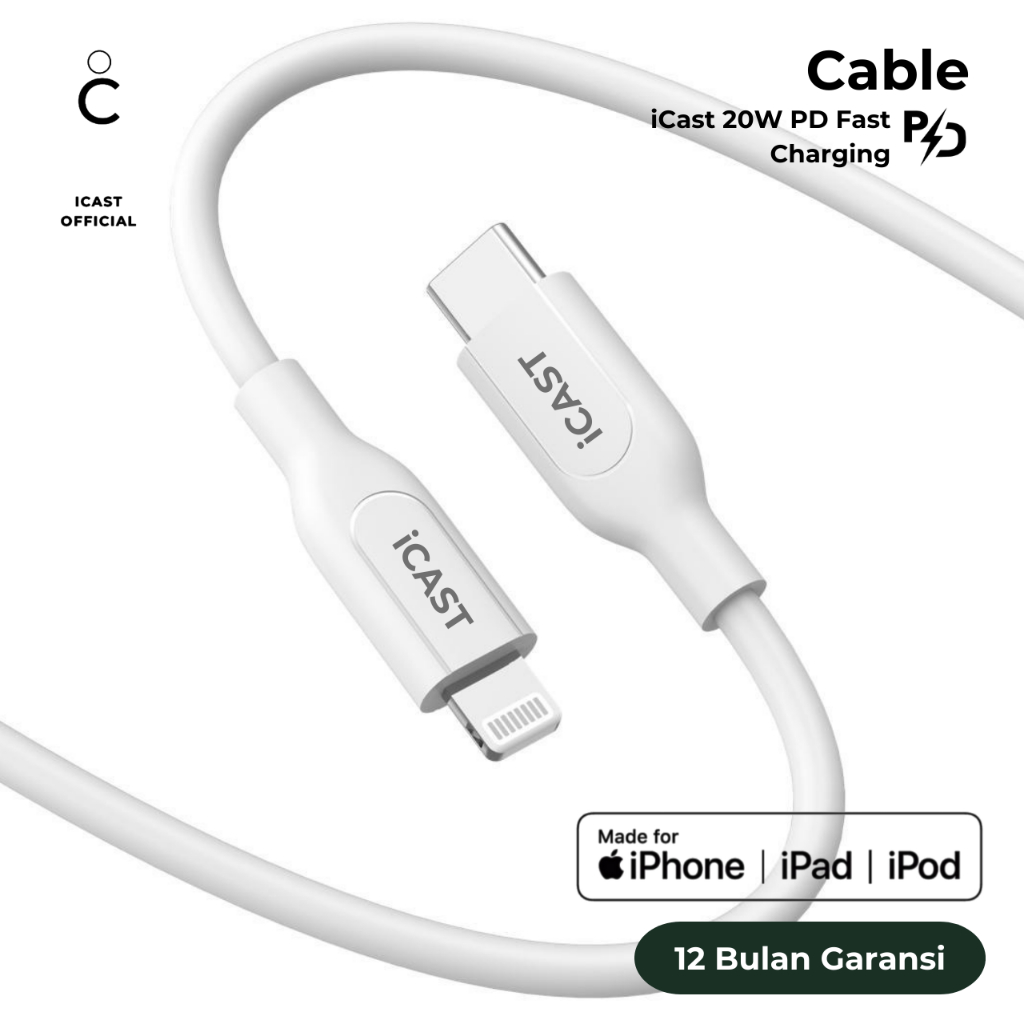 Jual Kabel iPhone Fast Charging iCast MFi USB C To Lightning | Shopee Indonesia