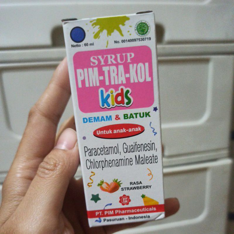 Jual Pim tra kol pimtrakol kids sirup syrup anak strawberry 60ml flu ...