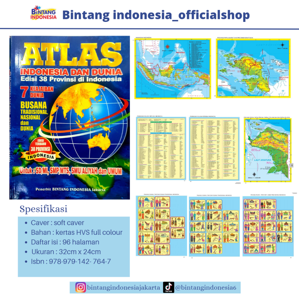 Jual Bintang Indonesia Jakarta - Atlas Indonesia 38 Propinsi dan Dunia ...