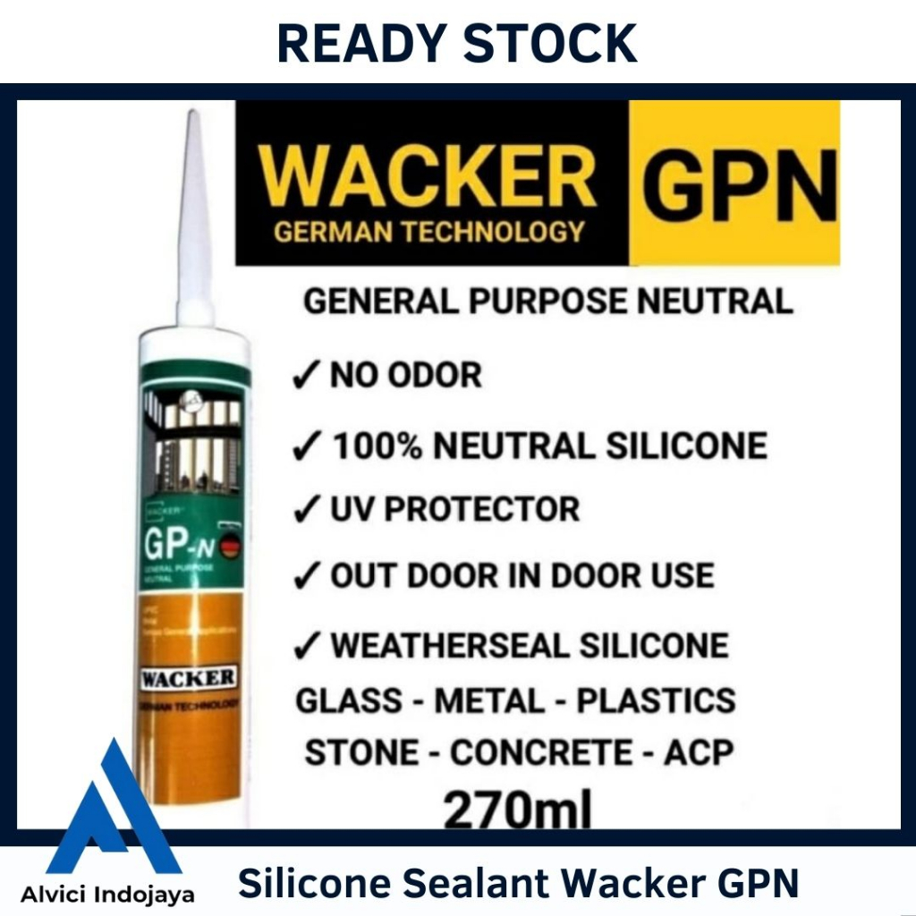 Jual Silicone Sealant Wacker GPN Netral / LEM KACA WACKER GP-N | Shopee ...