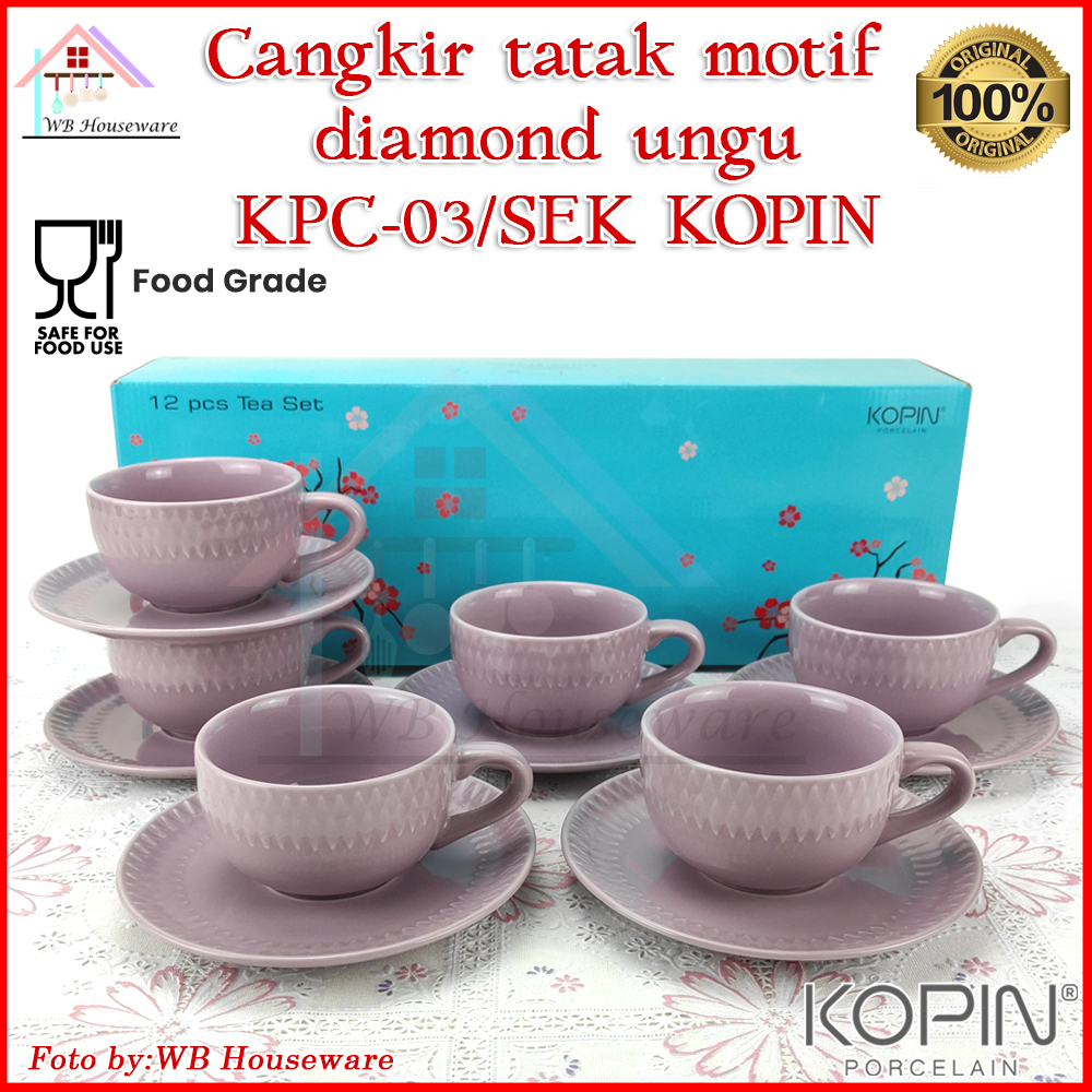 Jual KOPIN cangkir set 6 pasang pastel purple keramik / coffee tea set ...