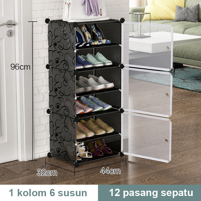 Jual Rak Sepatu Susun Tertutup Aesthetic Lemari Sepatu Plastik ...