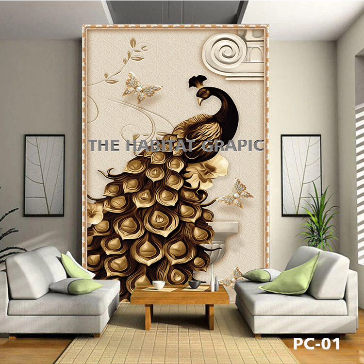 Jual Wallpaper Dinding 3D custom Burung Merak, Dekorasi Wallmurall ...