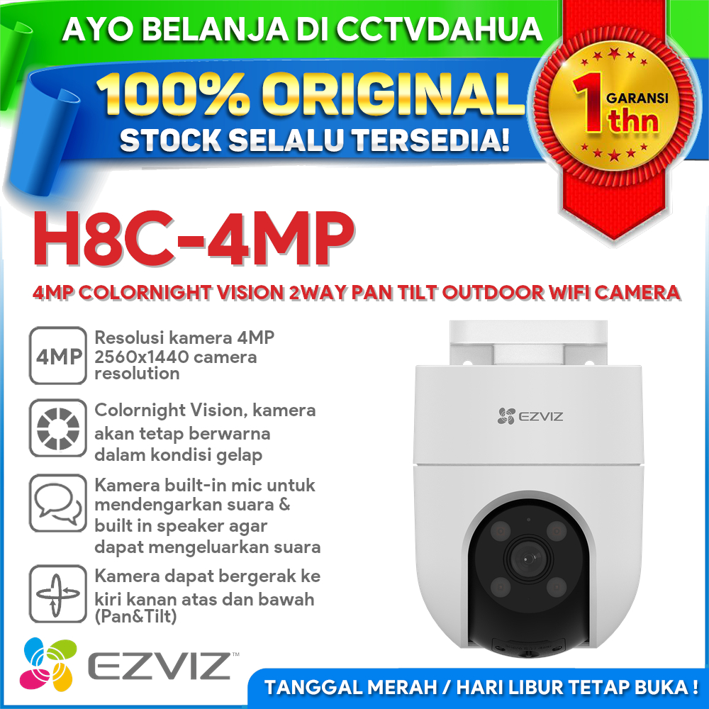 Jual EZVIZ H8C 4MP WIFI PAN TILT COLOR NIGHT VISION OUTDOOR IP CAMERA ...
