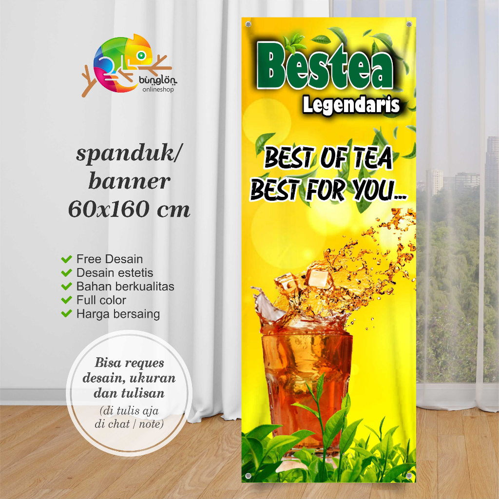 Jual Size 60x160 Spanduk Banner Best Tea Legendaris, Teh Jumbo, Teh ...