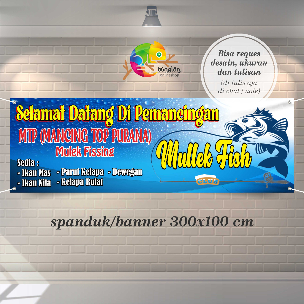 Jual Size 300x100 Spanduk Banner Selamat Datang Di Pemancingan, Spanduk ...