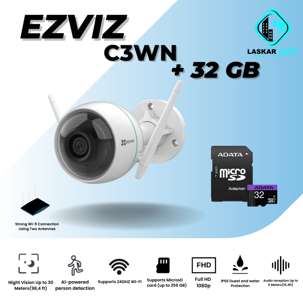 Jual PAKET BUNDLING SIAP PAKAI EZVIZ HUSKY C3WN 1080P Full HD IP CAMERA ...