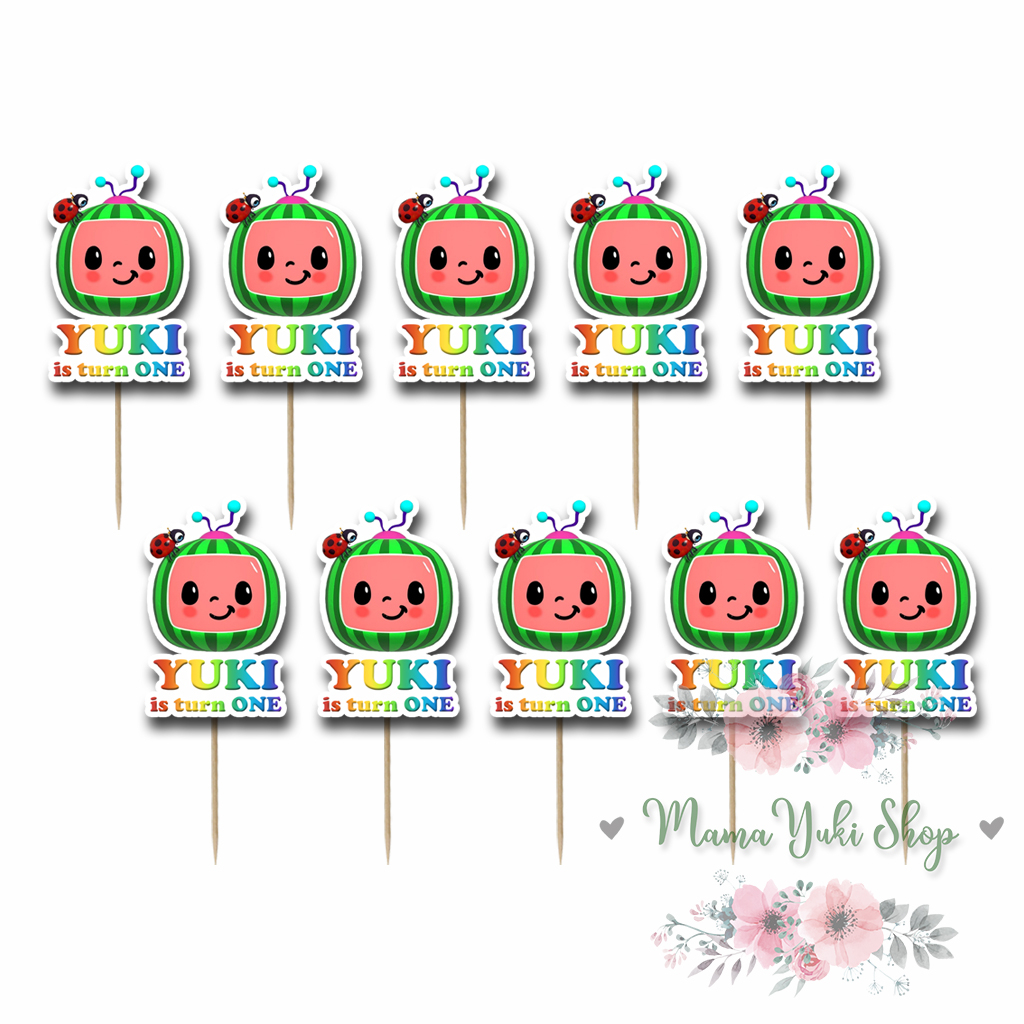 Jual Topper Cake Cupcake Costum NAMA dan UMUR COCOMELON WATERMELON ...