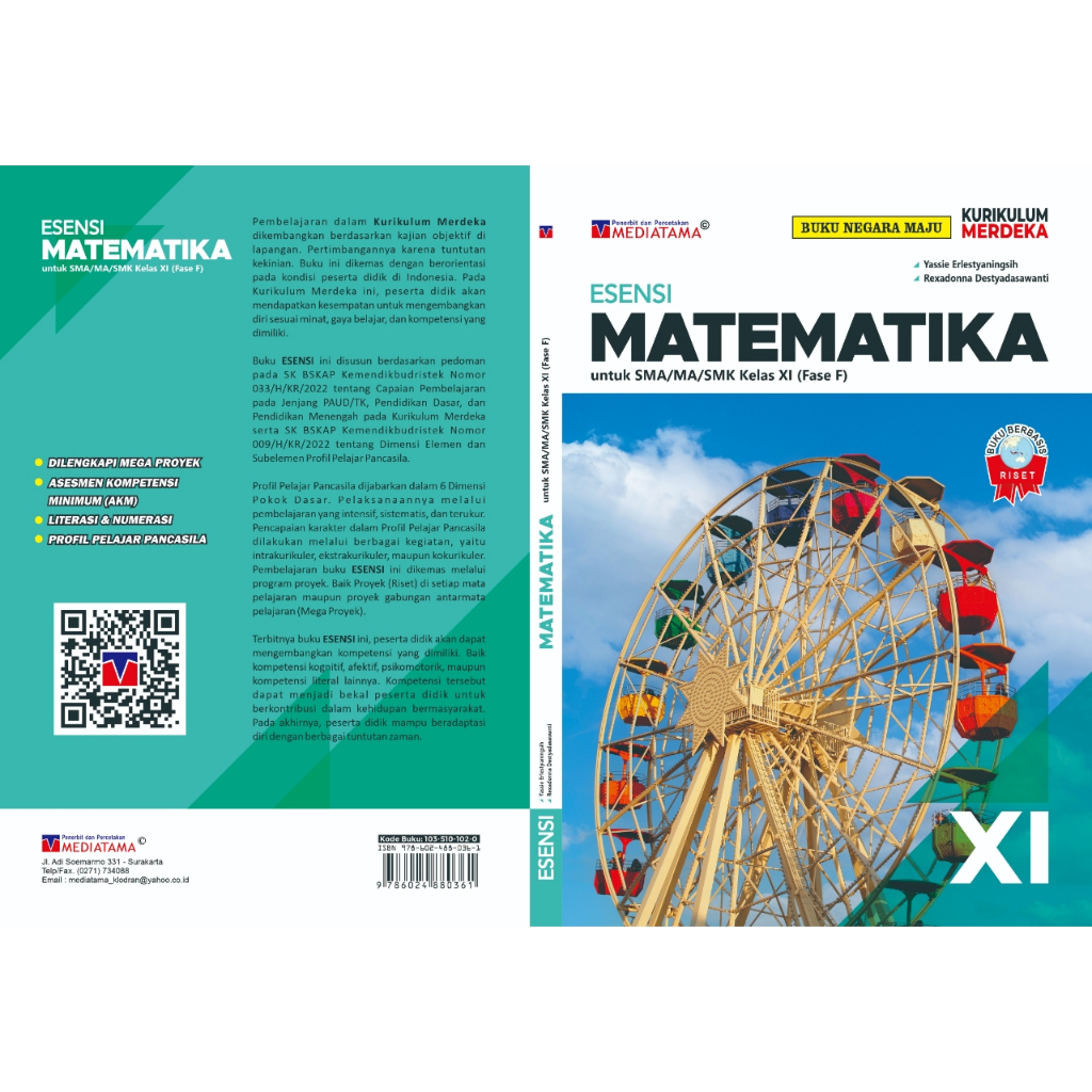Jual ESENSI Matematika SMA/MA/SMK Kelas XI (Fase F) Kurikulum Merdeka Buku Berbasis Riset ...