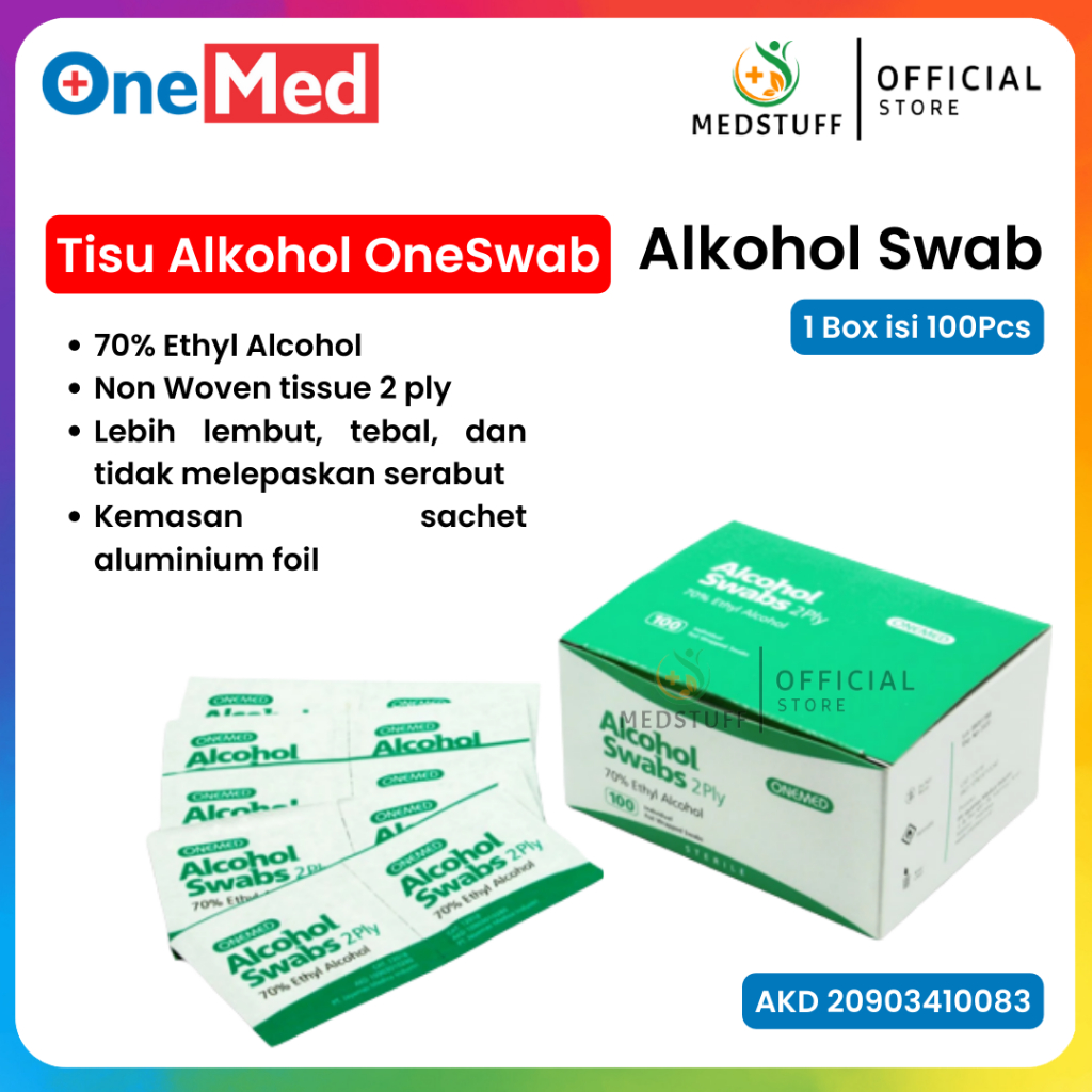Jual Alcohol Swab Tisu Kapas Alkohol Onemed 2 Ply 100 Pcs | Shopee ...