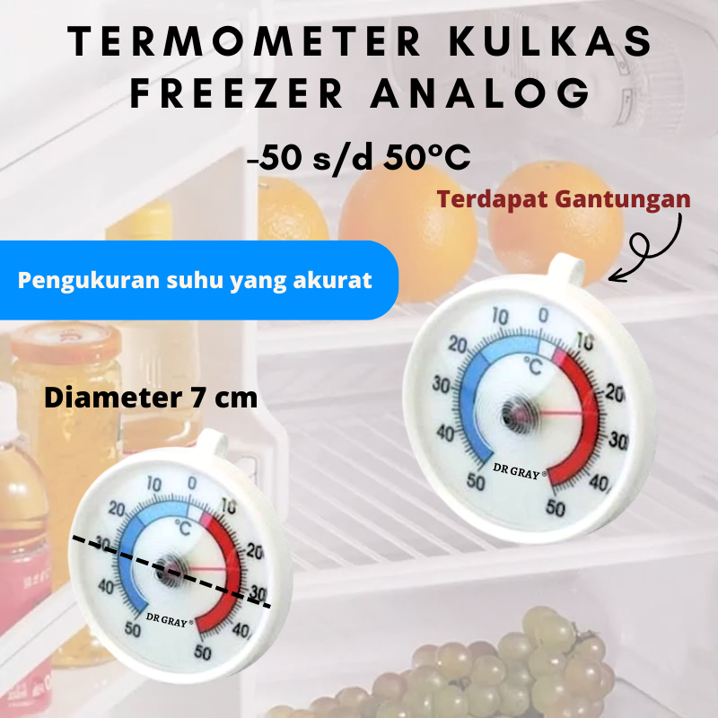Jual Termometer Analog Kulkas Freezer Termometer Suhu Ruangan gantung 3 ...