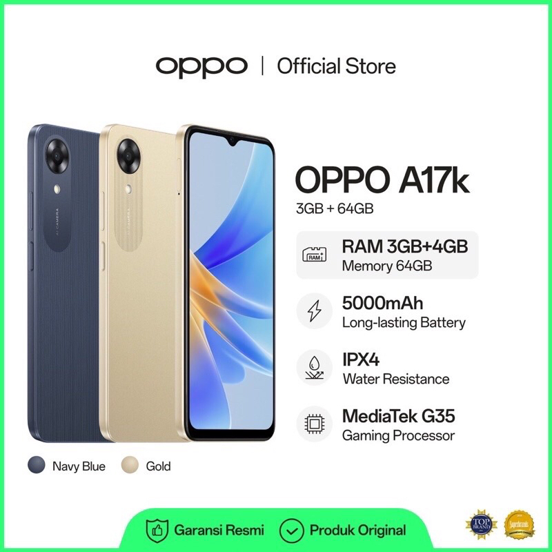 Jual Oppo A17k Ram 3/64 Original 100% Garansi Resmi (New) | Shopee ...