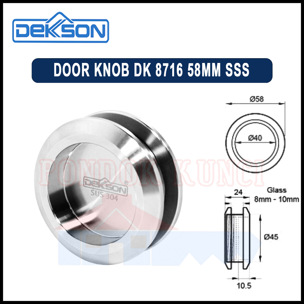 Jual Door Knob Dekkson DK 8716 58MM Round Glass Handle Tanam Bulat ...
