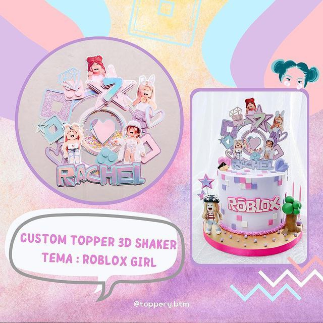Jual CUSTOM 3D CAKE TOPPER TEMA ROBLOX GIRS BY TOPPERY.BTM/CUSTOM ...