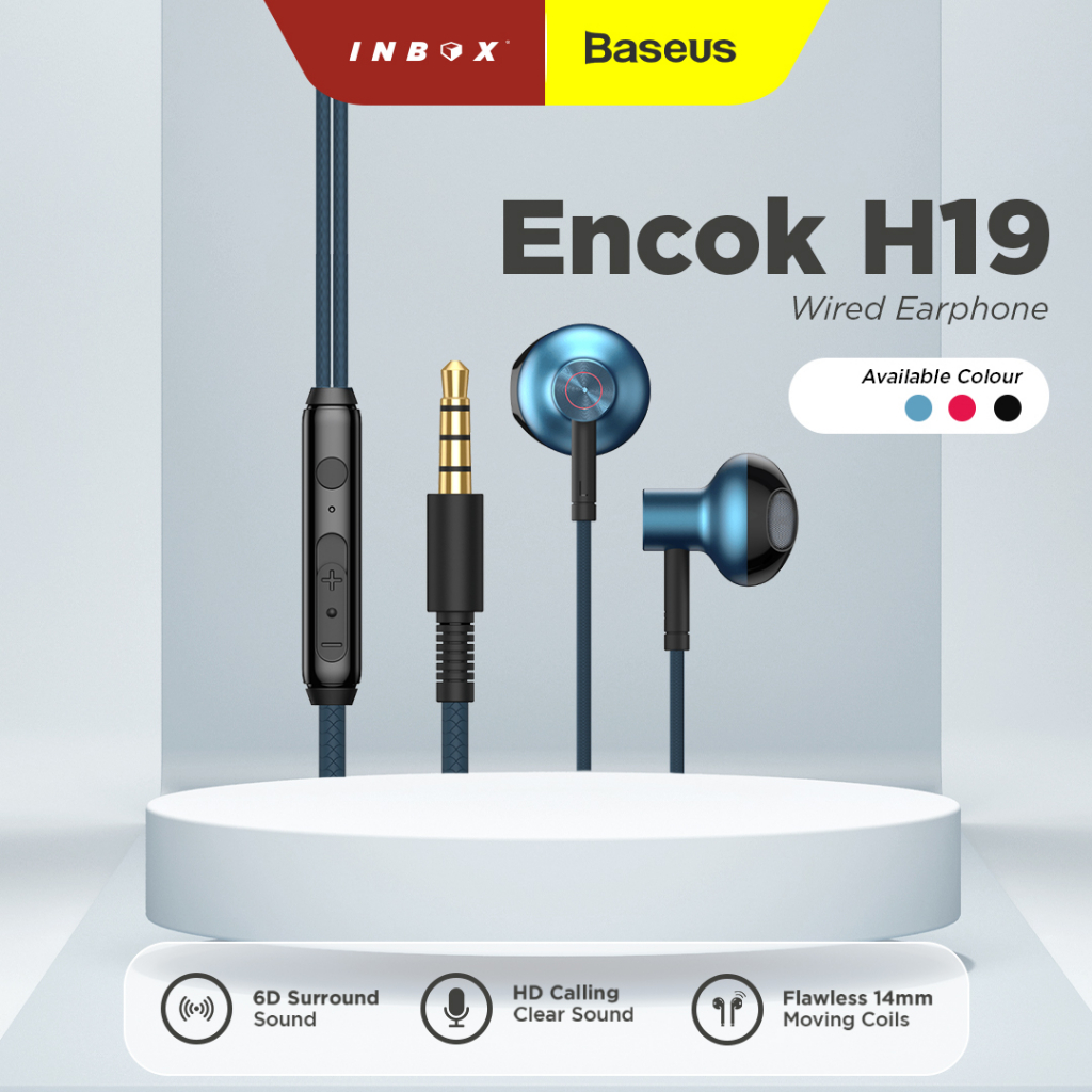Jual Baseus - Headset - Encok 3.5mm Wired Earphone H19 | Shopee Indonesia
