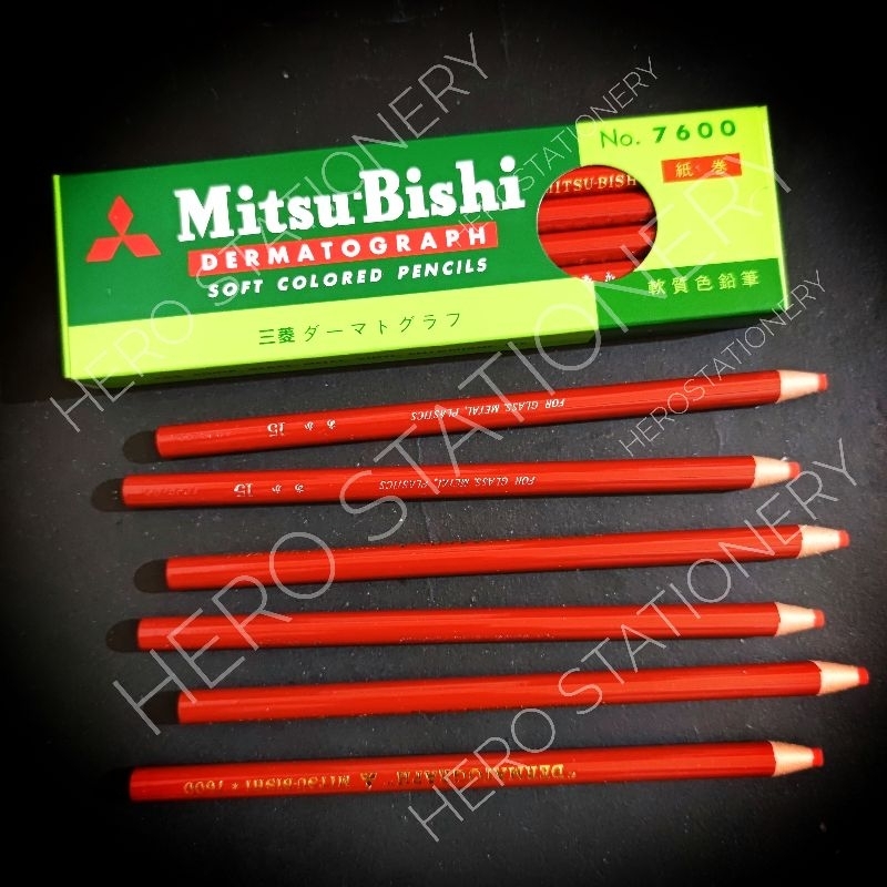 Jual Pensil kaca pencil glass dermatograph mitsubishi original merah ...