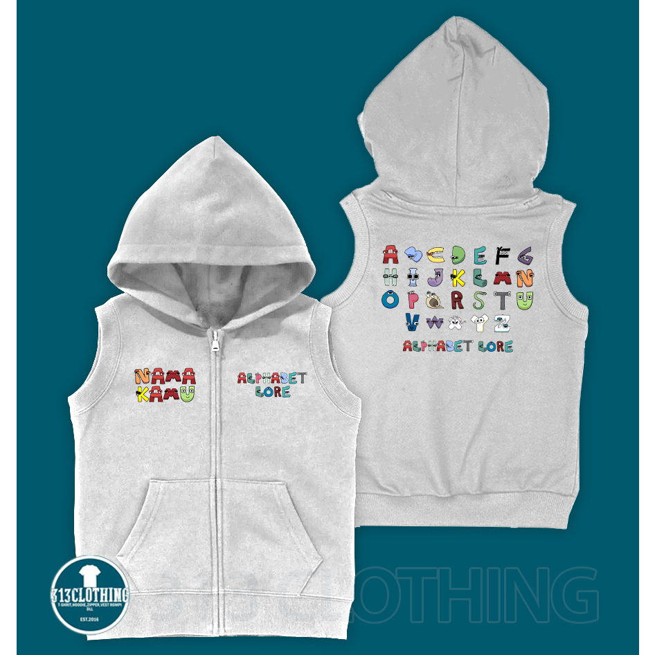 Jual Jaket Rompi Anak Alphabet Lore Vest Zipper Anak Alphabet Lore ...
