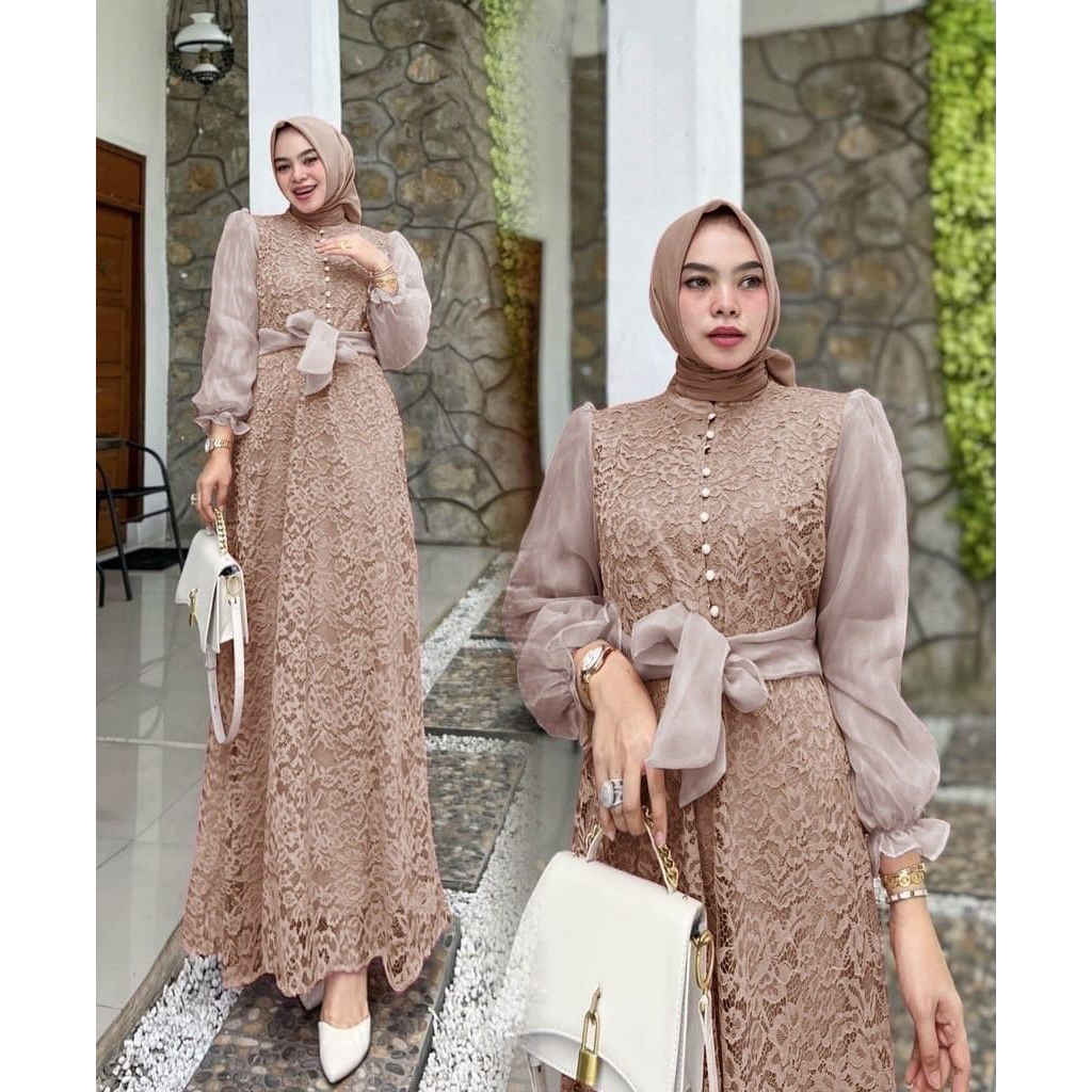 Jual New Maxi Dress Kalayla Brukat Kombi Organza / Best Seller / Bisa ...