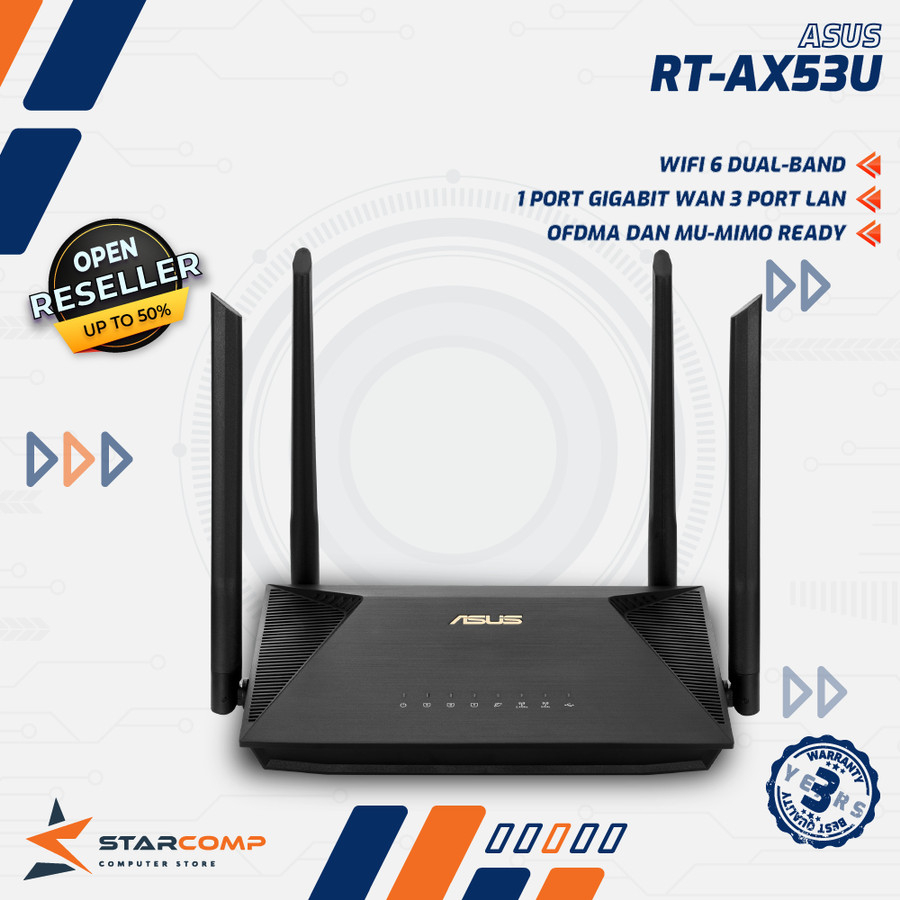 Jual ASUS RT-AX53U AX1800 Dual Band WiFi 6 Wireless Router AiMesh AX 53 ...
