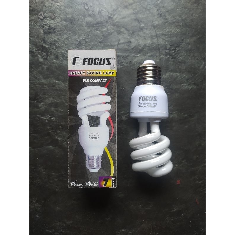 Jual Lampu Hemat Energi Focus spiral PLS compact 7 watt E27 warm white ( kuning) | Shopee Indonesia