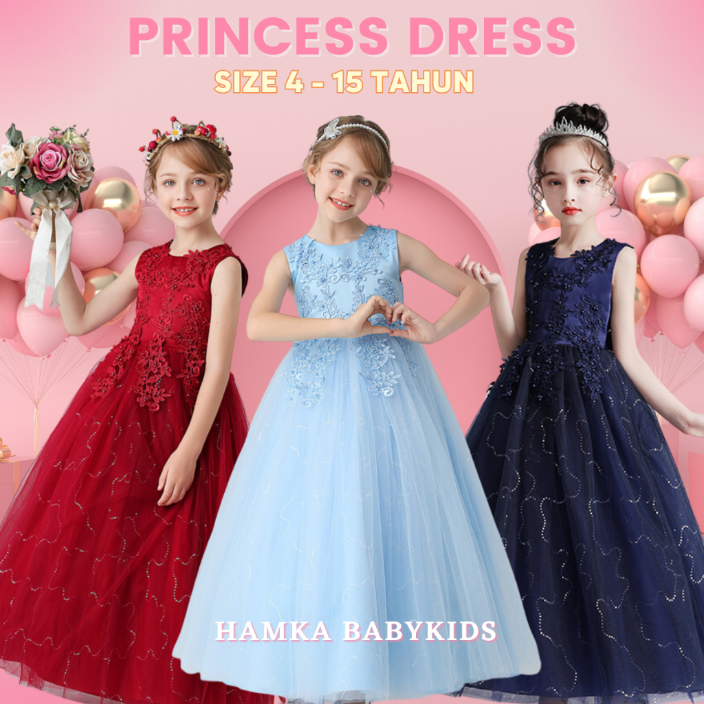 Jual Dress Pesta Anak Perempuan 4 - 15 Tahun Princess Long Dress Tutu ...