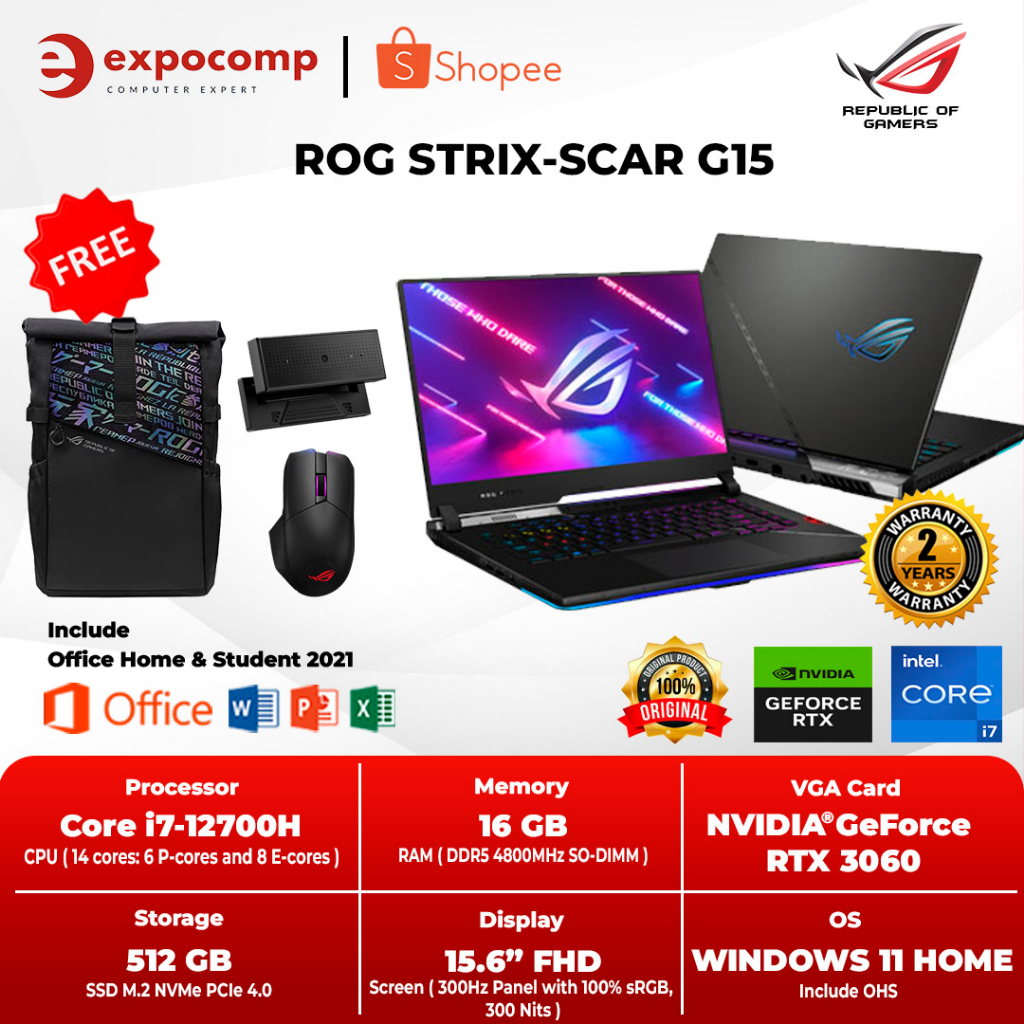 Jual ASUS Gaming ROG STRIX-SCAR G15 G533ZM-I736D7T-O BLACK CORE i7 ...