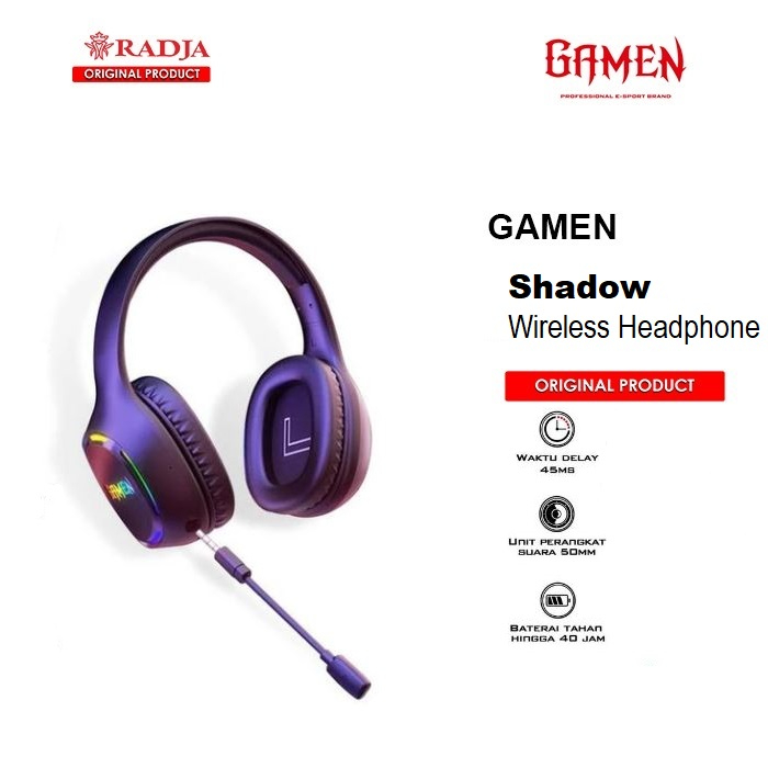 Jual Headset Bluetooth Gamen Shadow Headphone Wireless Low Latency ...