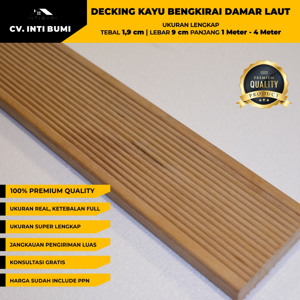 Jual Lantai Kayu Decking Bengkirai Damar Laut Batangan Tebal 1,9 cm ...
