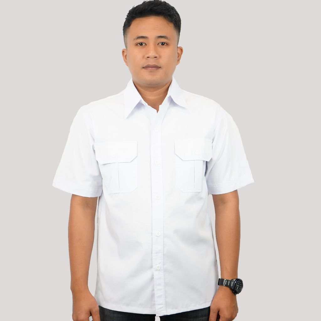 Jual Baju Pdh Putih Kemeja Dinas Putih Pria Lengan Pendek Seragam Kerja ...