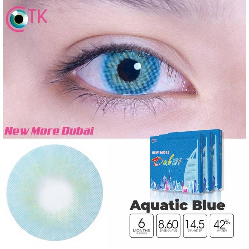 Jual softlens warna Biru New More Dubai (Aquatic Blue) | Shopee Indonesia