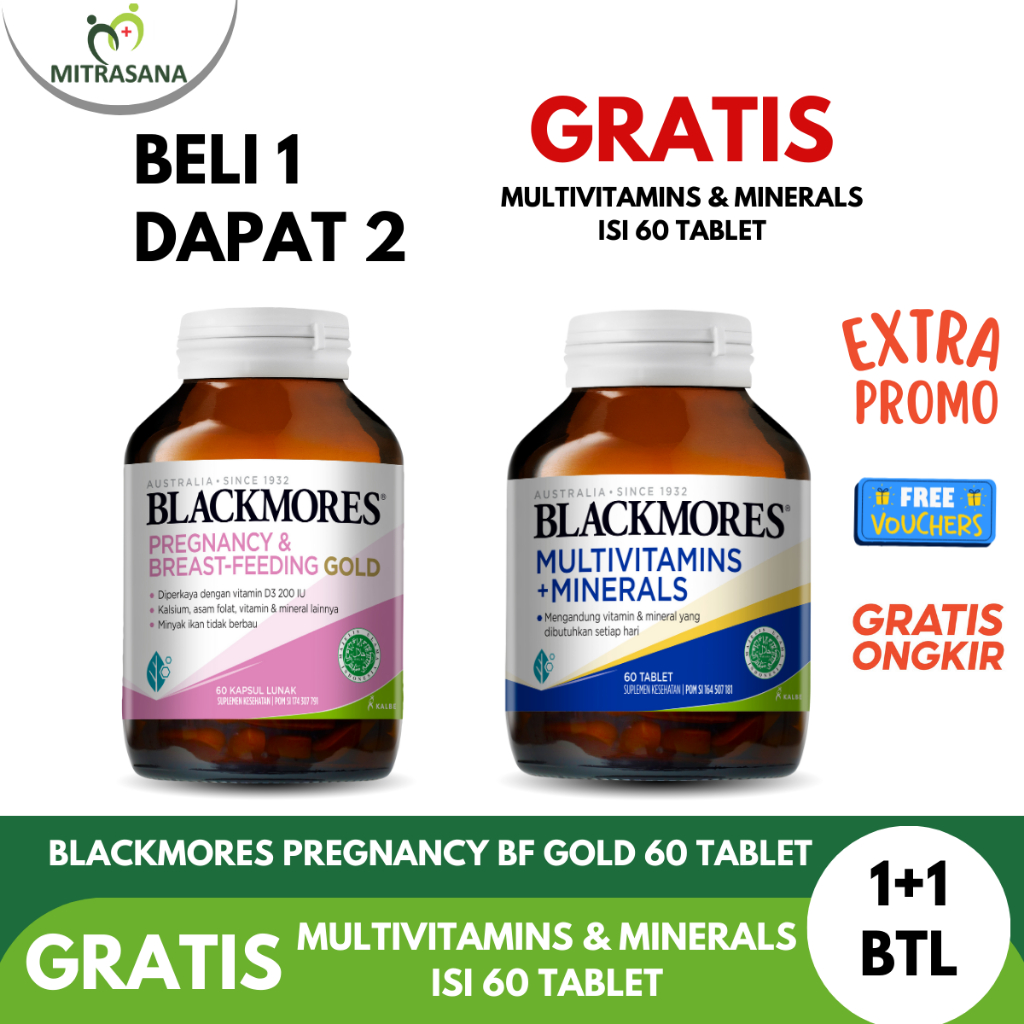 Jual Blackmores Pregnancy & BF Gold 60 Tablet Gratis Blackmores Multivitamins Dan Minerals 60 ...