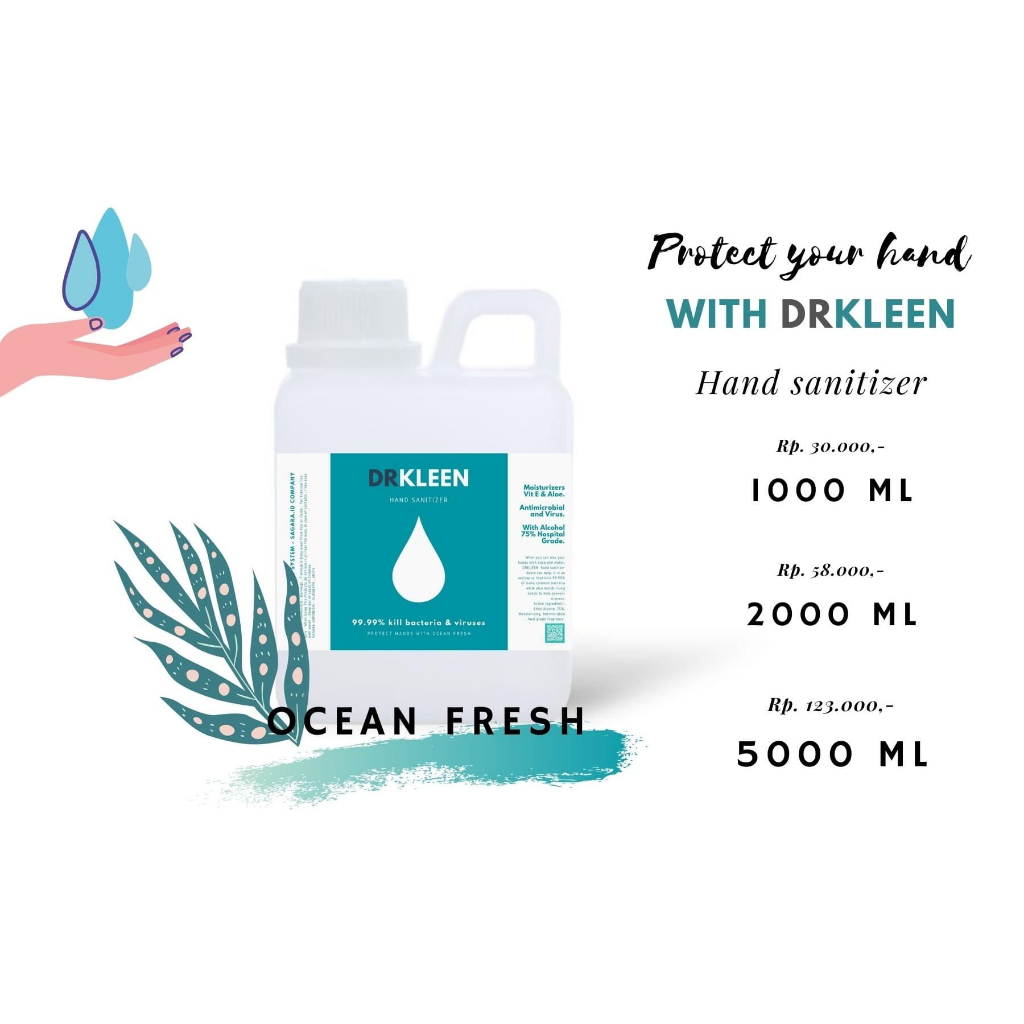 Jual DRKLEEN Hand Sanitizer Liquid Cair 1 Liter Refill Spray | Shopee ...