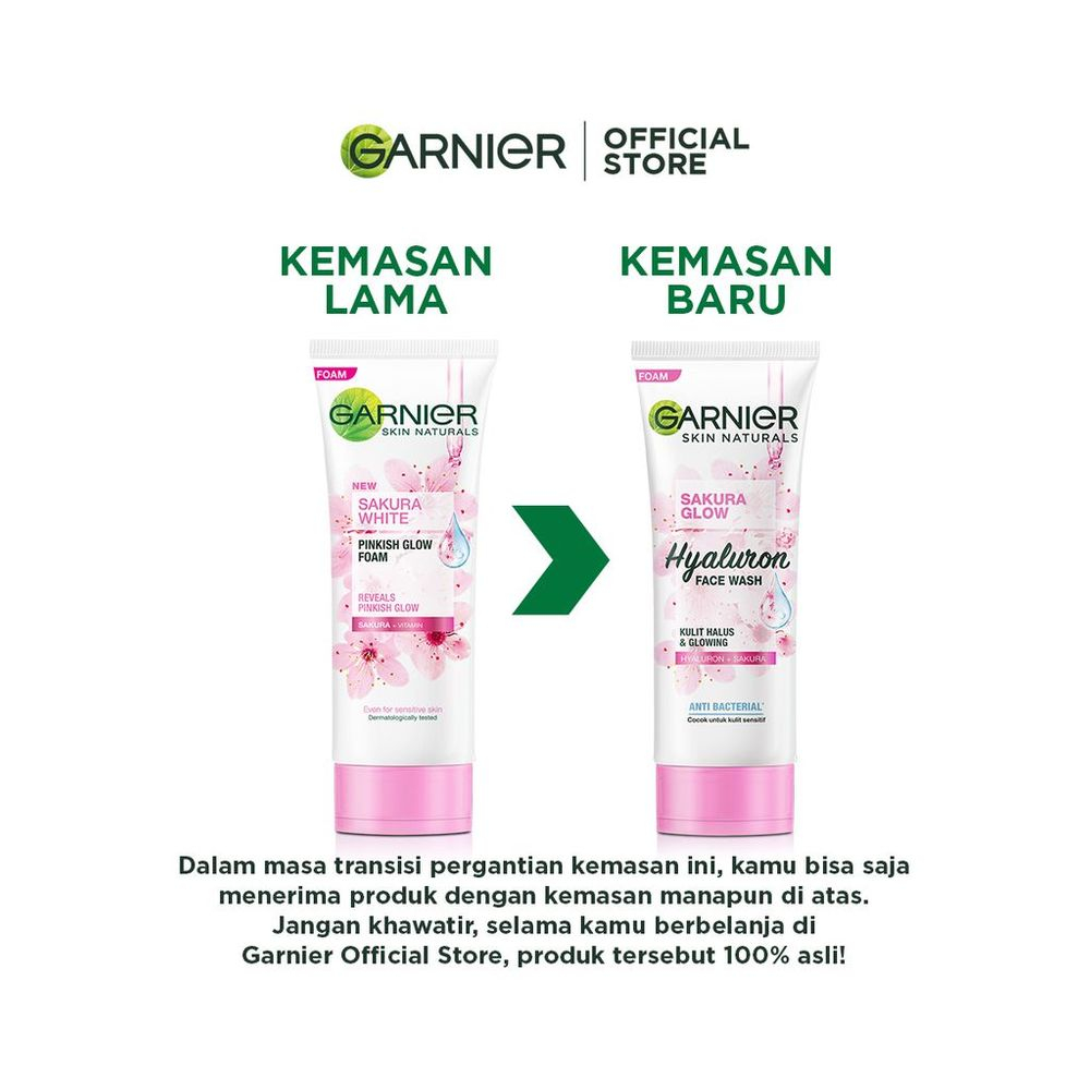 Jual Garnier Sakura White Pinkish Glow Foam Hyaluron Face Wash 100ml
