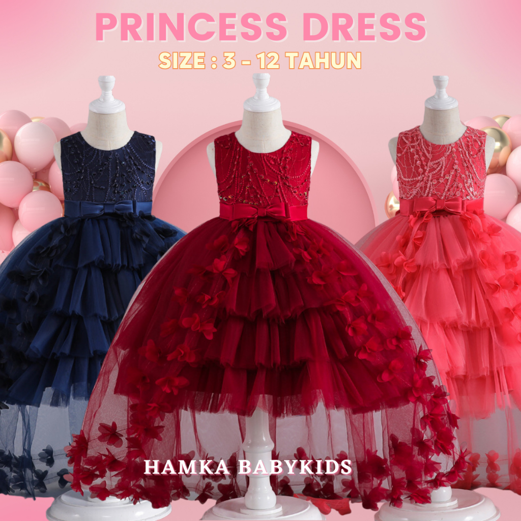 Jual Dress Pesta Anak Perempuan 3 - 12 Tahun Buntut Putri Kerajaan ...