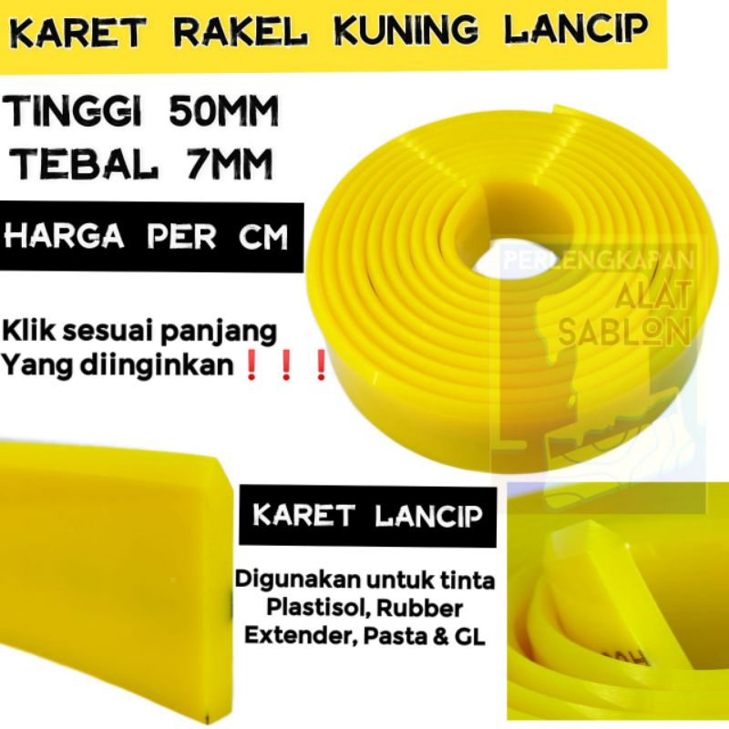 Jual KARET RAKEL SABLON KUNING LANCIP 7MMX50MM PER CM | Shopee Indonesia