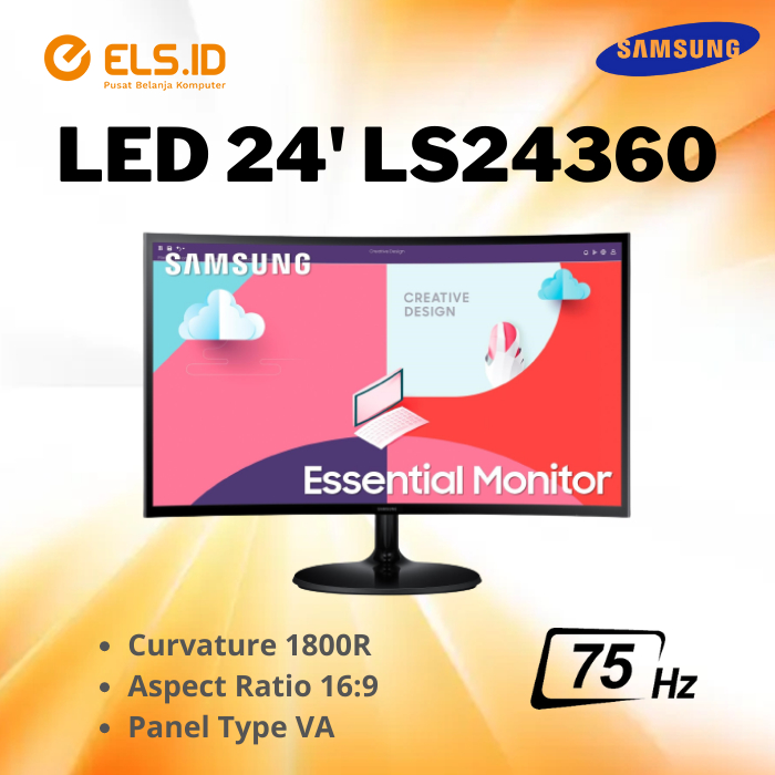 Jual Samsung 24' LS24C360EAEX 4ms 75Hz AMD VGA FreeSync HDMI Curved ...
