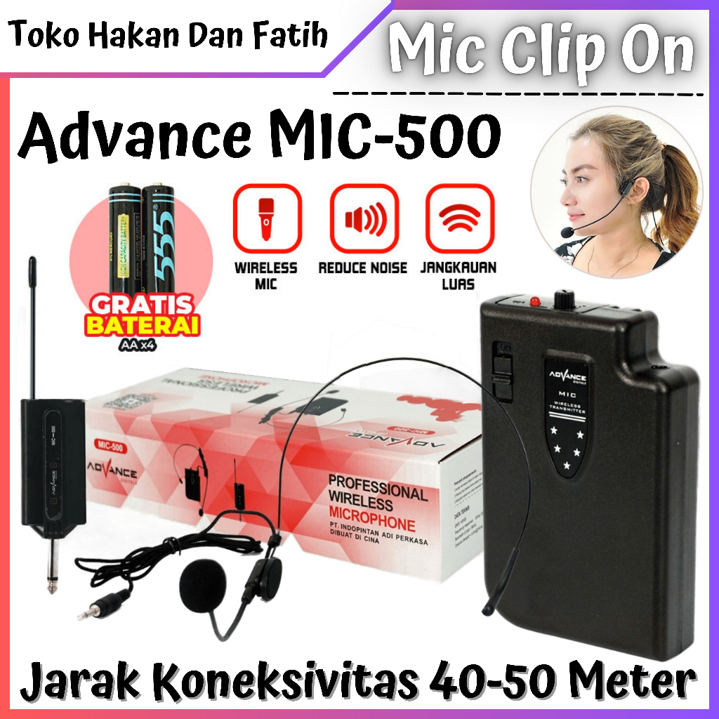 Jual Advance Mic-500 Mic Bando Wireless Mic Clip On / Microphone Eksternal | Advance Profesional ...