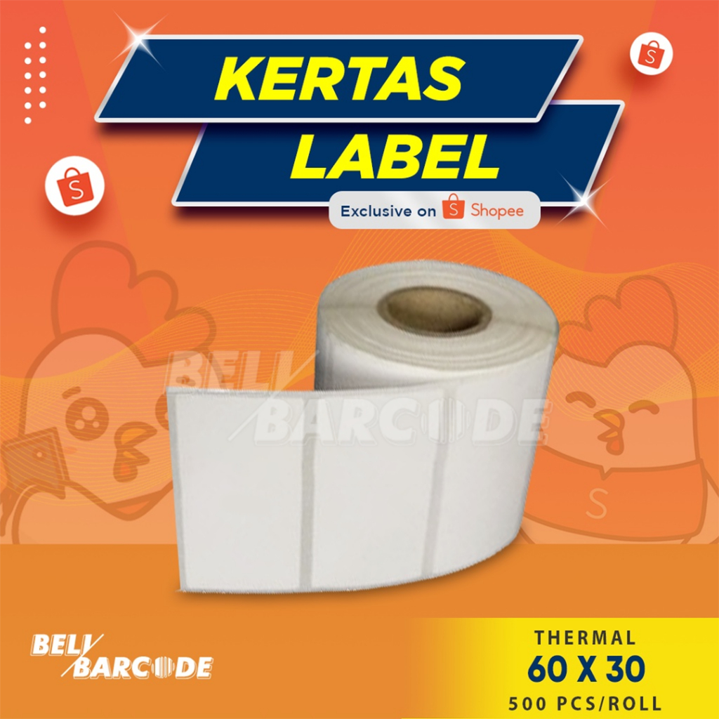 Jual Stiker Label 60x30 1Line Isi 500Pcs 60 x 30 Thermal Kertas Sticker ...