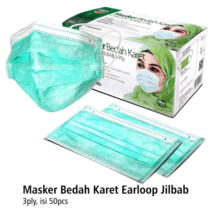 Jual Masker Hijab ONEMED 3ply / Masker Hijab Medis 3ply - 50pcs ( HIJAB ...