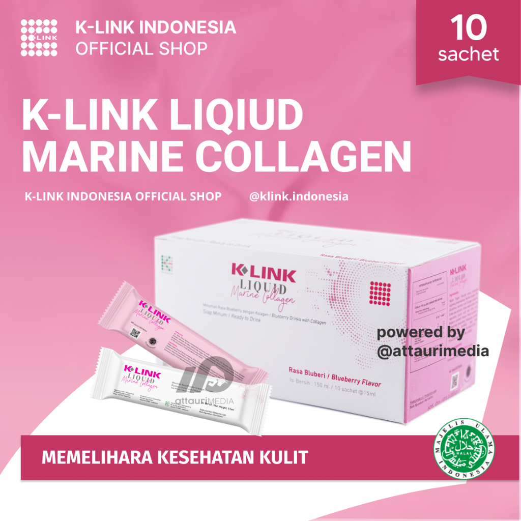 Jual K-Link Liquid Marine Collagen K-Link BPOM HALAL Rasa Blueberry (1 Box isi 10 Sachet ...