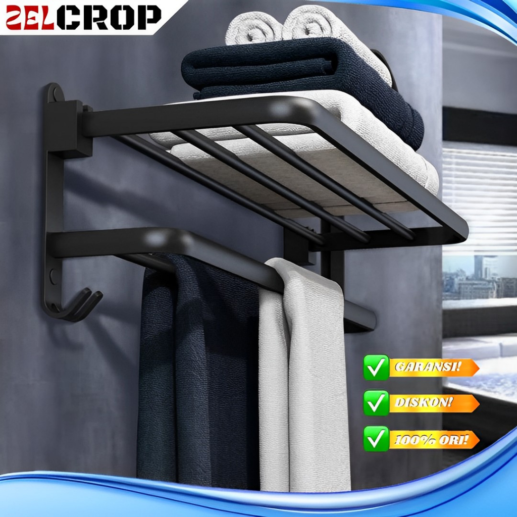 Jual Jemuran Gantungan Handuk Lipat Rak Kamar Mandi Wc Toilet Tempel ...