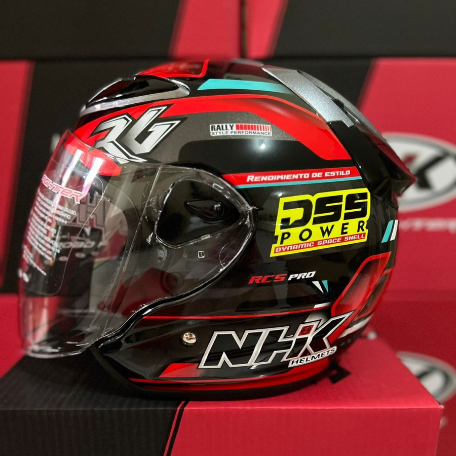 Jual Helm NHK R6 Rally 3 Black Red Glossy Half Face Single Visor ...