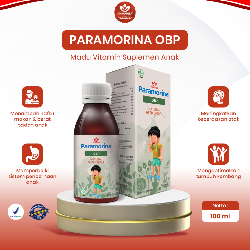 Jual PARAMORINA OBP Madu Suplemen Vitamin Obat Herbal Batuk Anak 100 ML ...