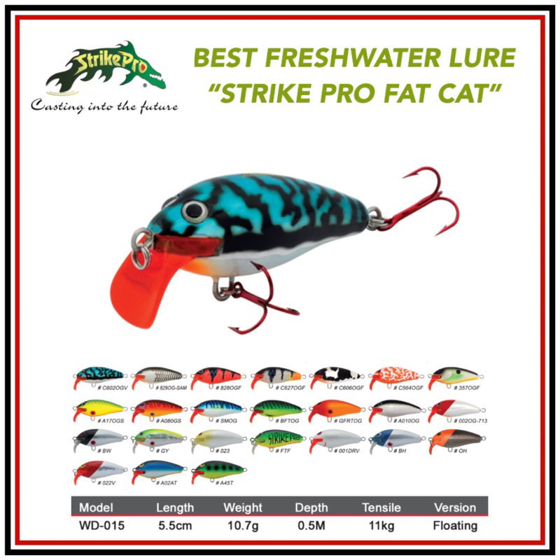 Jual Freshwater Strike Pro FAT CAT Crankbait Lure Floating 5.5cm / 10 ...