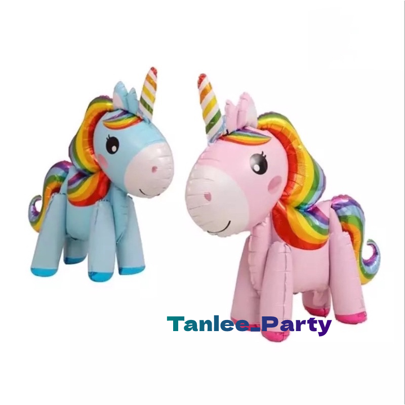 Jual Balon foil karakter unicorn 3D standing warna rainbow / Standing ...