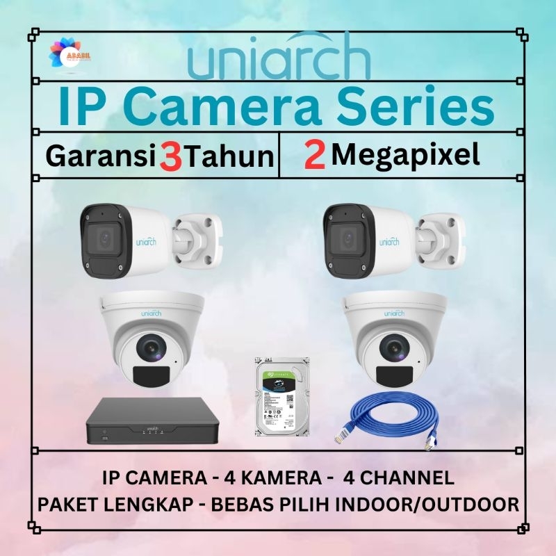 Jual Paket lengkap 4 CCTV IP Camera uniarch 2Mp bukan hikvision ataupun ...